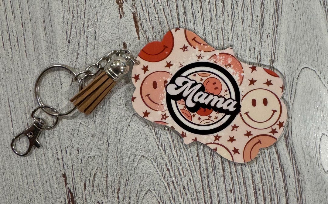 Mama Smiley Face 3” Acrylic Bracket Keychain Women’s Accessories - Etsy