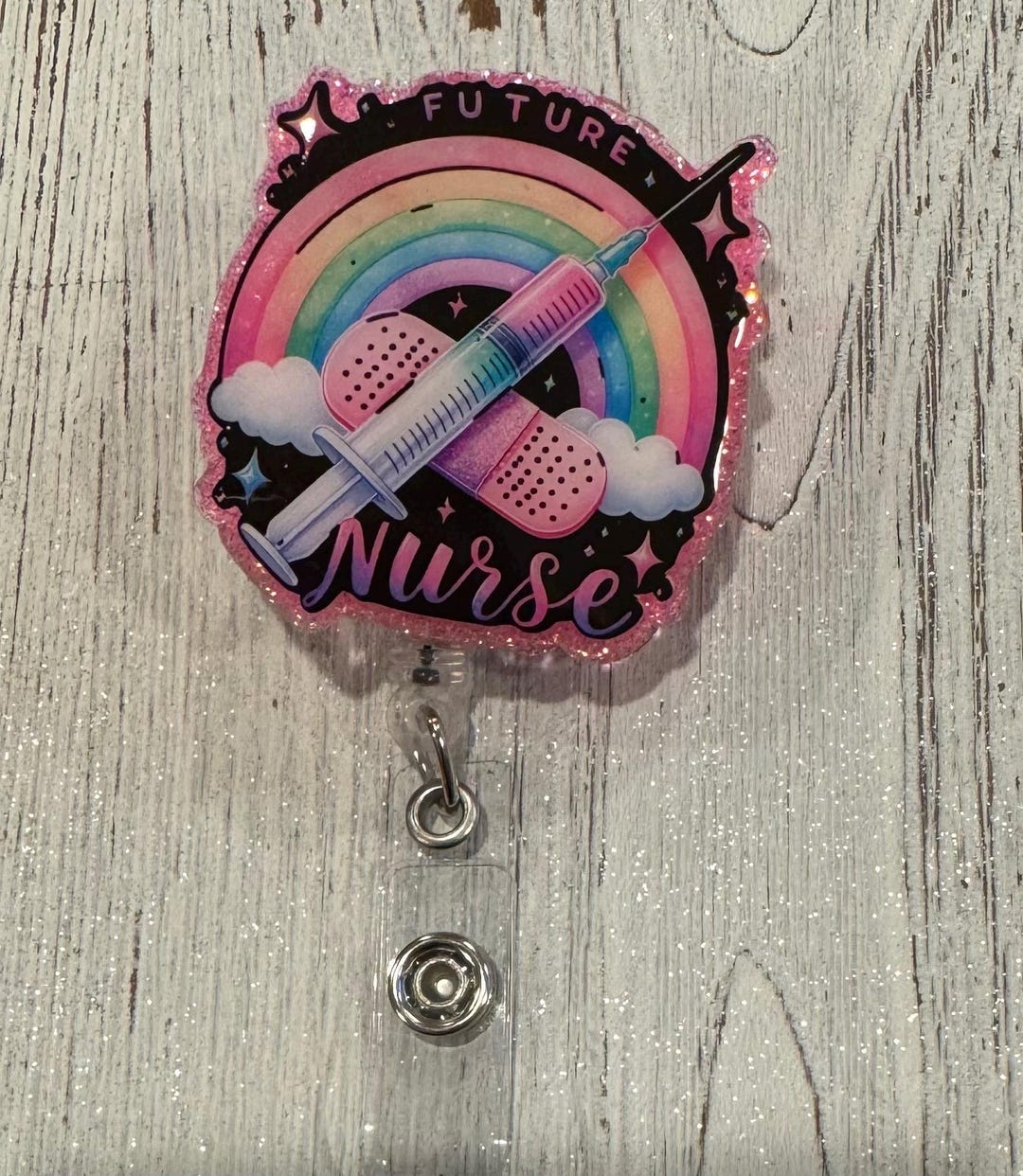 Future Nurse Bright Pink Glitter Acrylic Retractable Badge Reel - Etsy