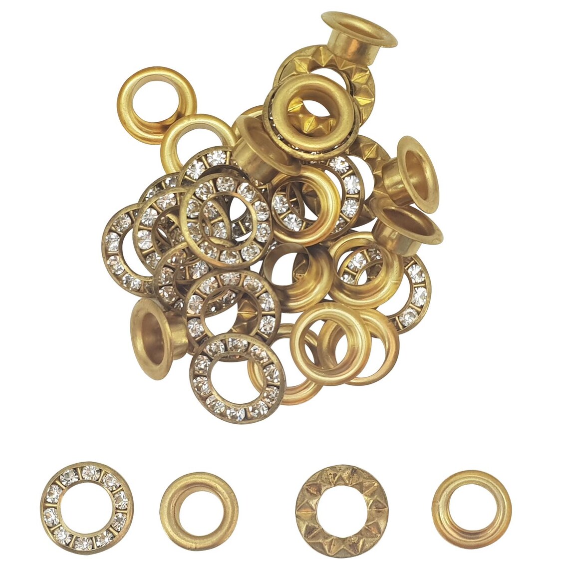 6mm Rhinestone Studded Eyelets Brass Grommets With Rhinestones for ...