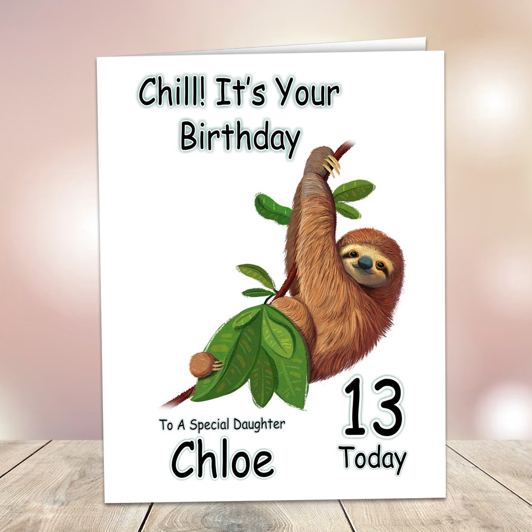 Sloth Birthday Card, Cards for Girls, Animal Card, for Daughter ...