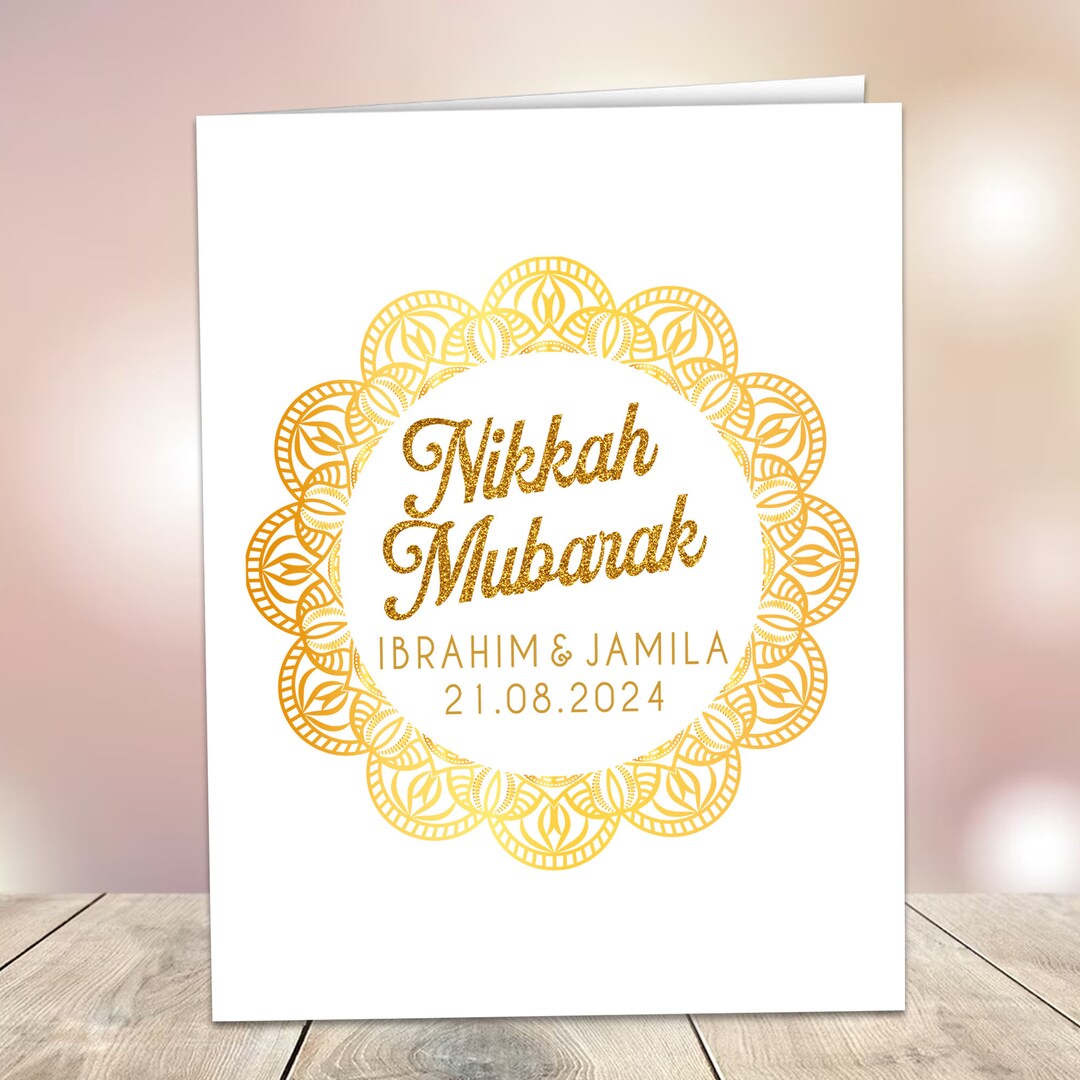 Personalised Nikkah Card, Nikkah Mubarak, Shaadi Mubarak, Nikkah Gift ...