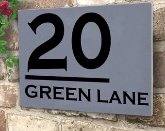Modern House Number Property Sign Name and Number Street Wall Plaque ...