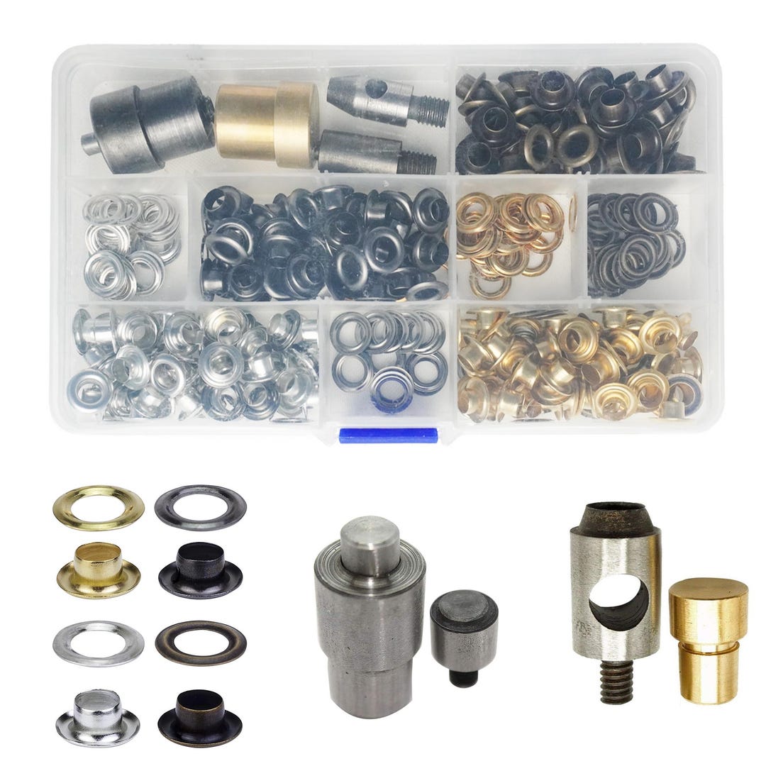 6mm Eyelet Kit: 200 Grommets With Die Set - Gold, Silver, Bronze, Black ...