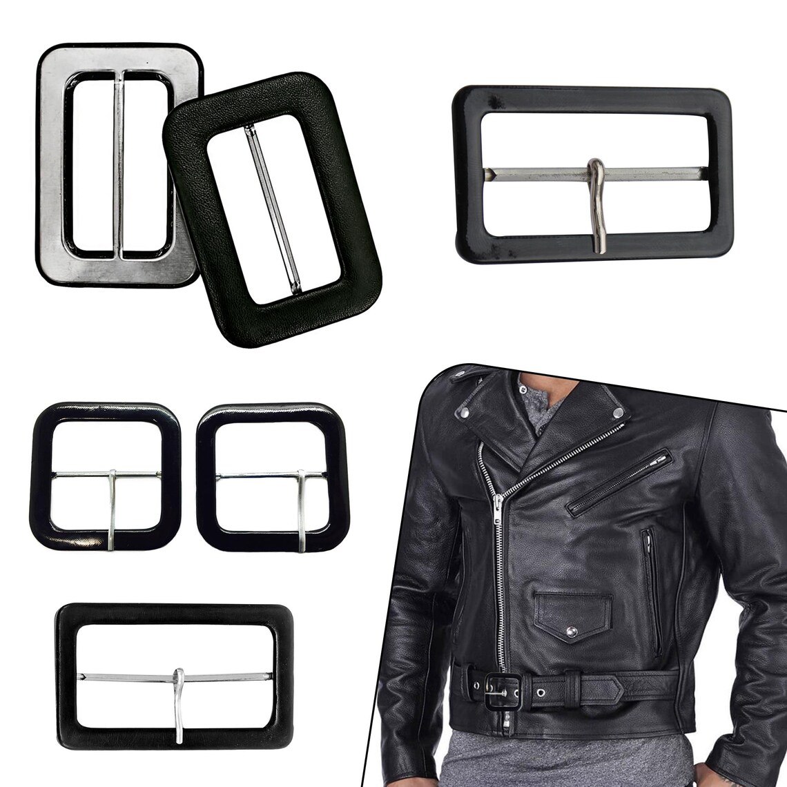 Black Belt Covered Buckles PVC Fashion Clasps With a Bar for Sewing ...