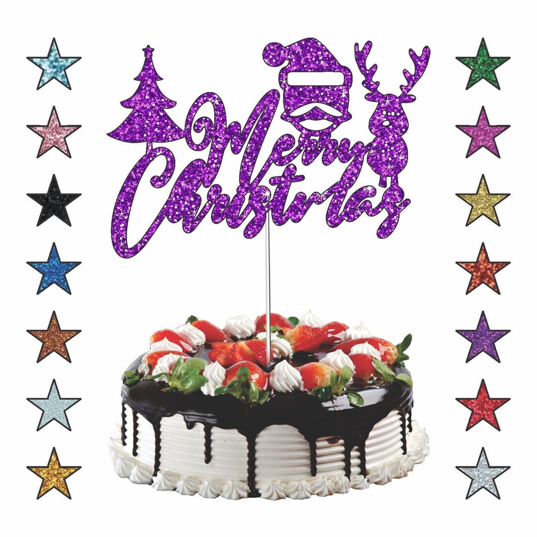 Merry Christmas Cake Topper, Santa Claus Cake Topper, Christmas Tree ...