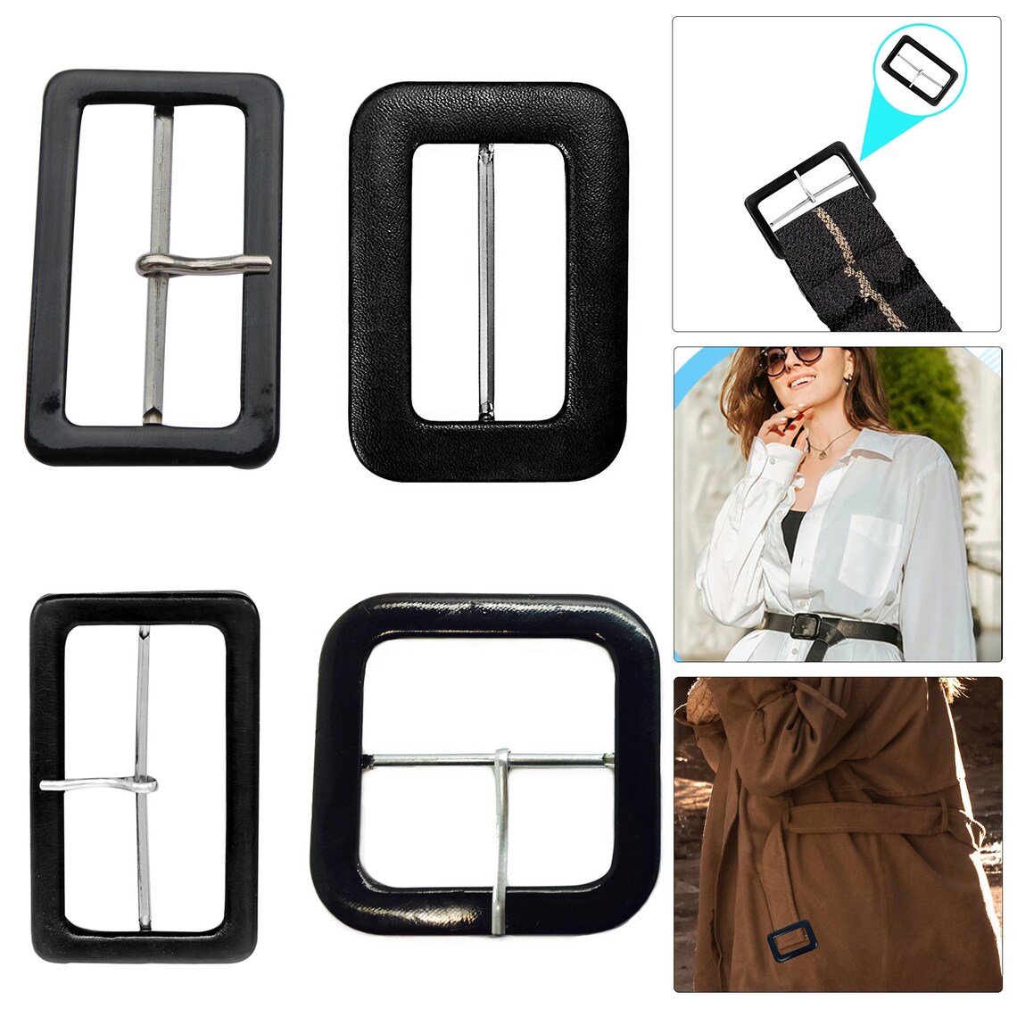 Black Belt Covered Buckles PVC Fashion Clasps With a Bar for Sewing ...