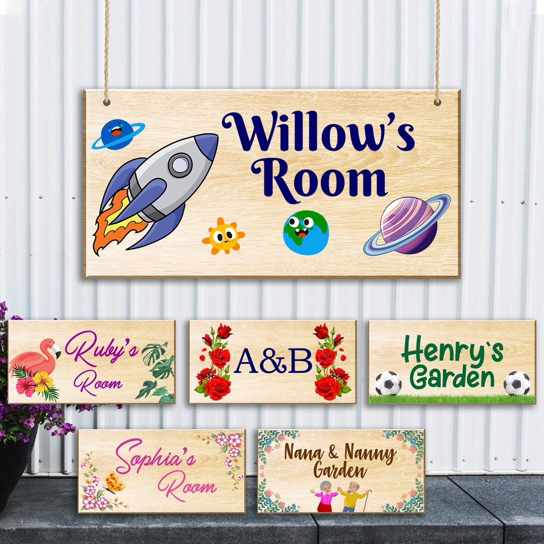 Personalised Room Sign Wooden Door Sign UV Printed Sign Room Hanging ...