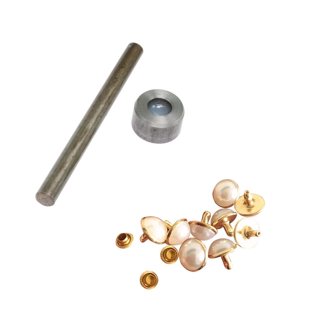 Half Round Rivets With 2 Fixing Tools, Pearl Rivets & Hand Tools for ...