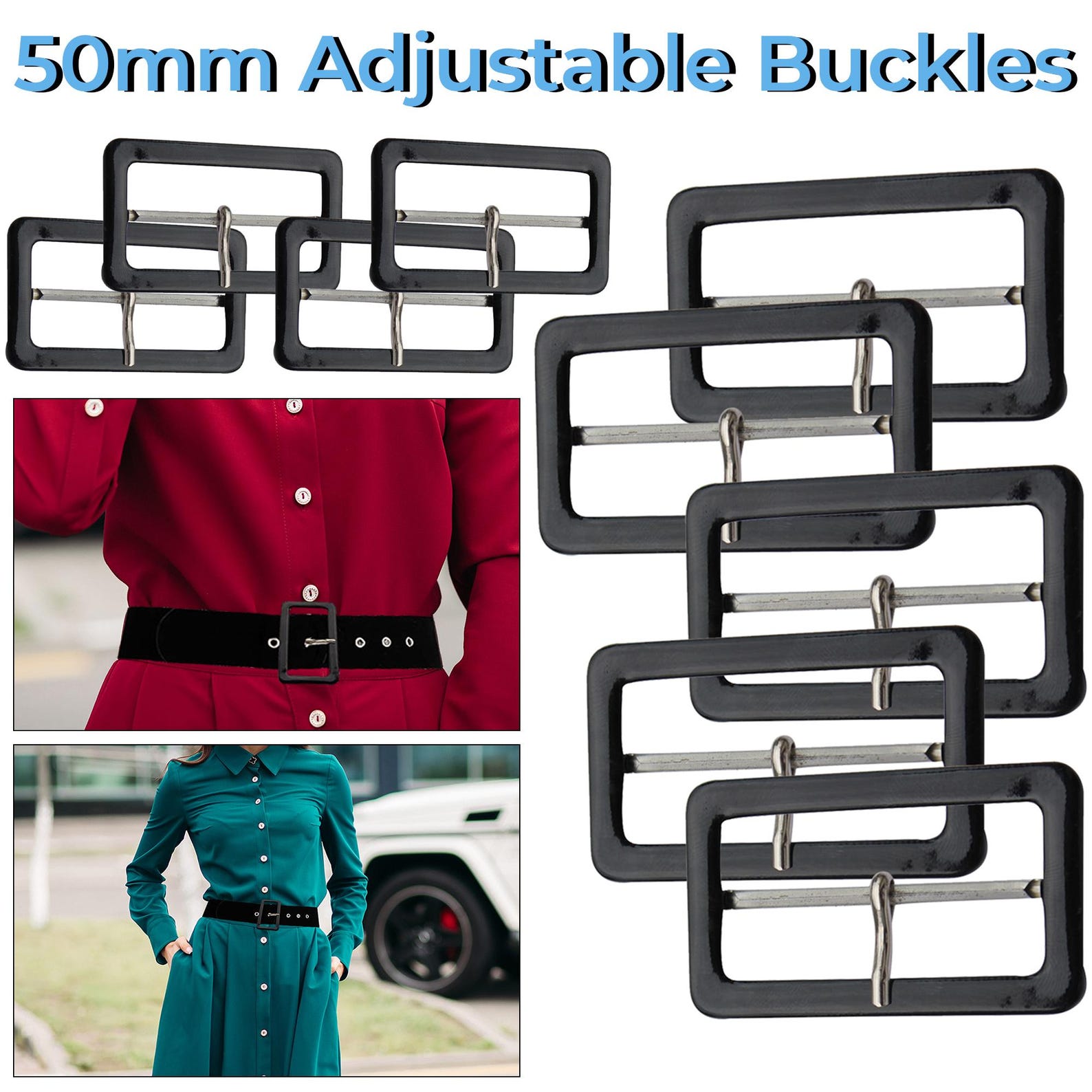Black Belt Covered Buckles PVC Fashion Clasps With a Bar for Sewing ...