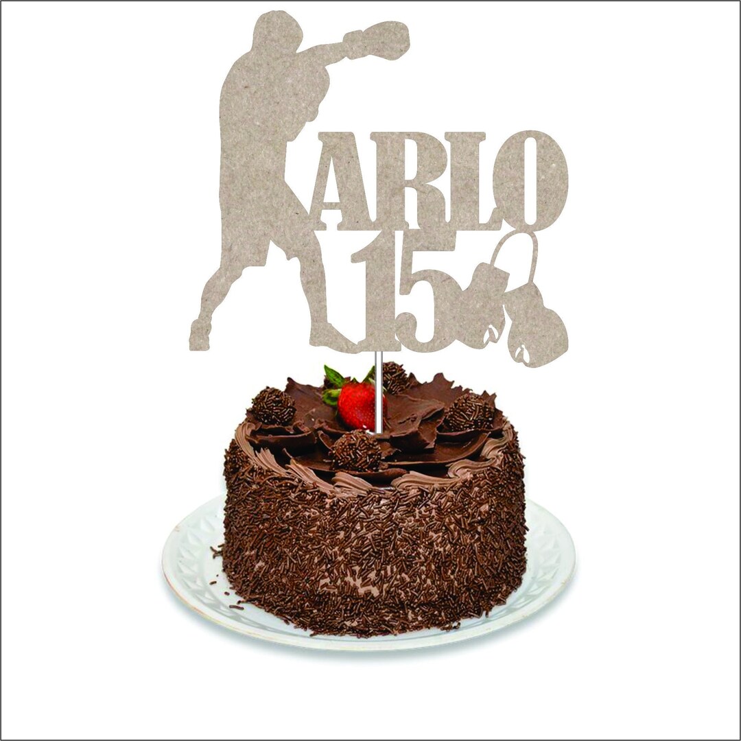 Boxing Cake Topper, Boxer MDF Cake Topper, Boxer Wooden Birthday ...