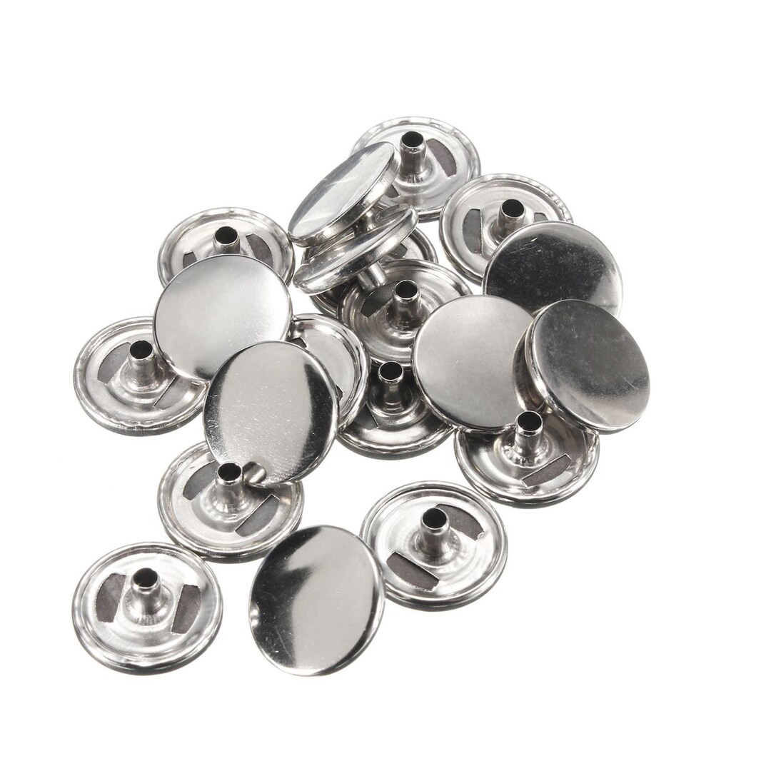 15mm Press Stud Caps Only, No Sew Metal Buttons Parts, Snap Fasteners ...