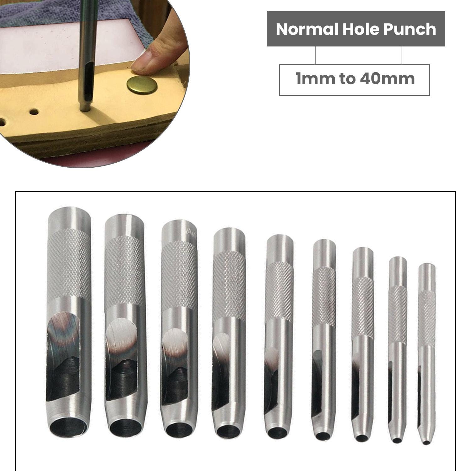 Trimming Shop 30mm Steel Hollow Punch Set For Piercing Holes In Leather...
