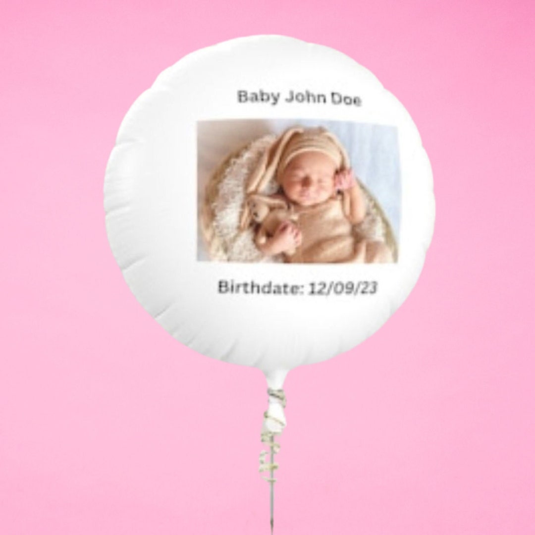Customizable Baby Birth Announcement Balloon Mylar Helium Balloon ...