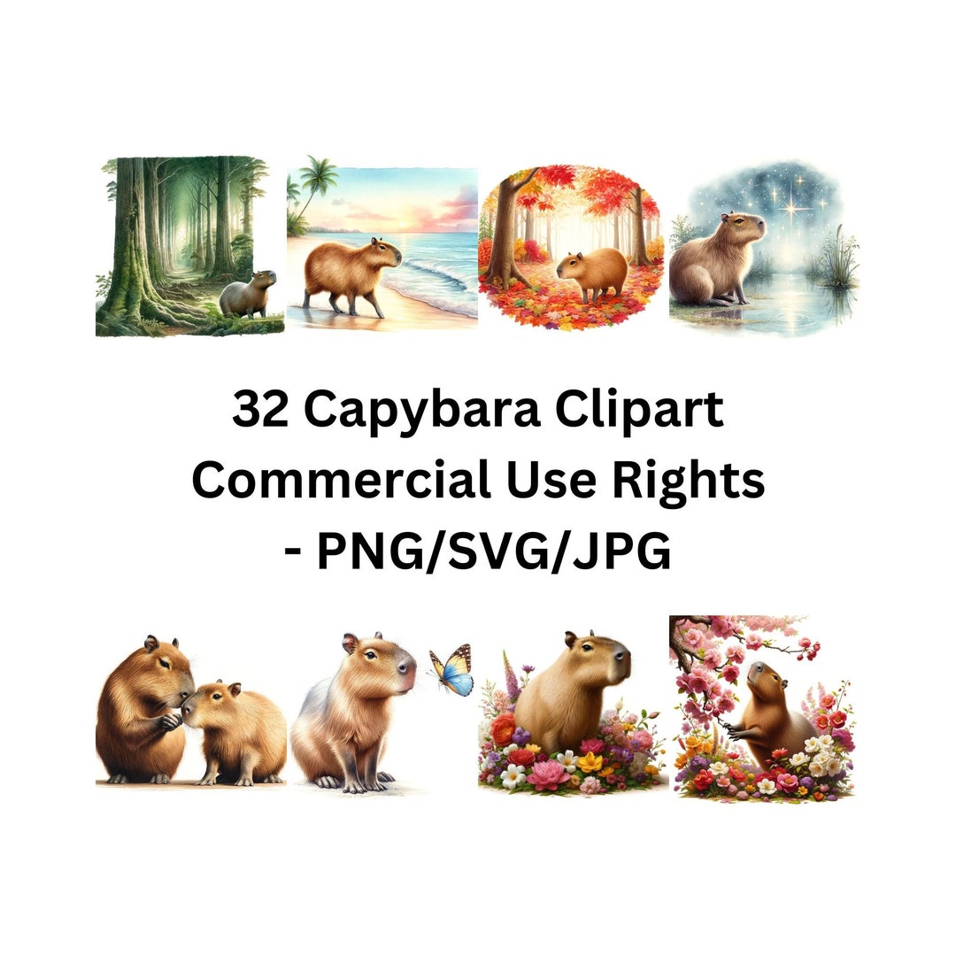Artful Capybara Clipart Commercial Use Capybara SVG Digital Download ...