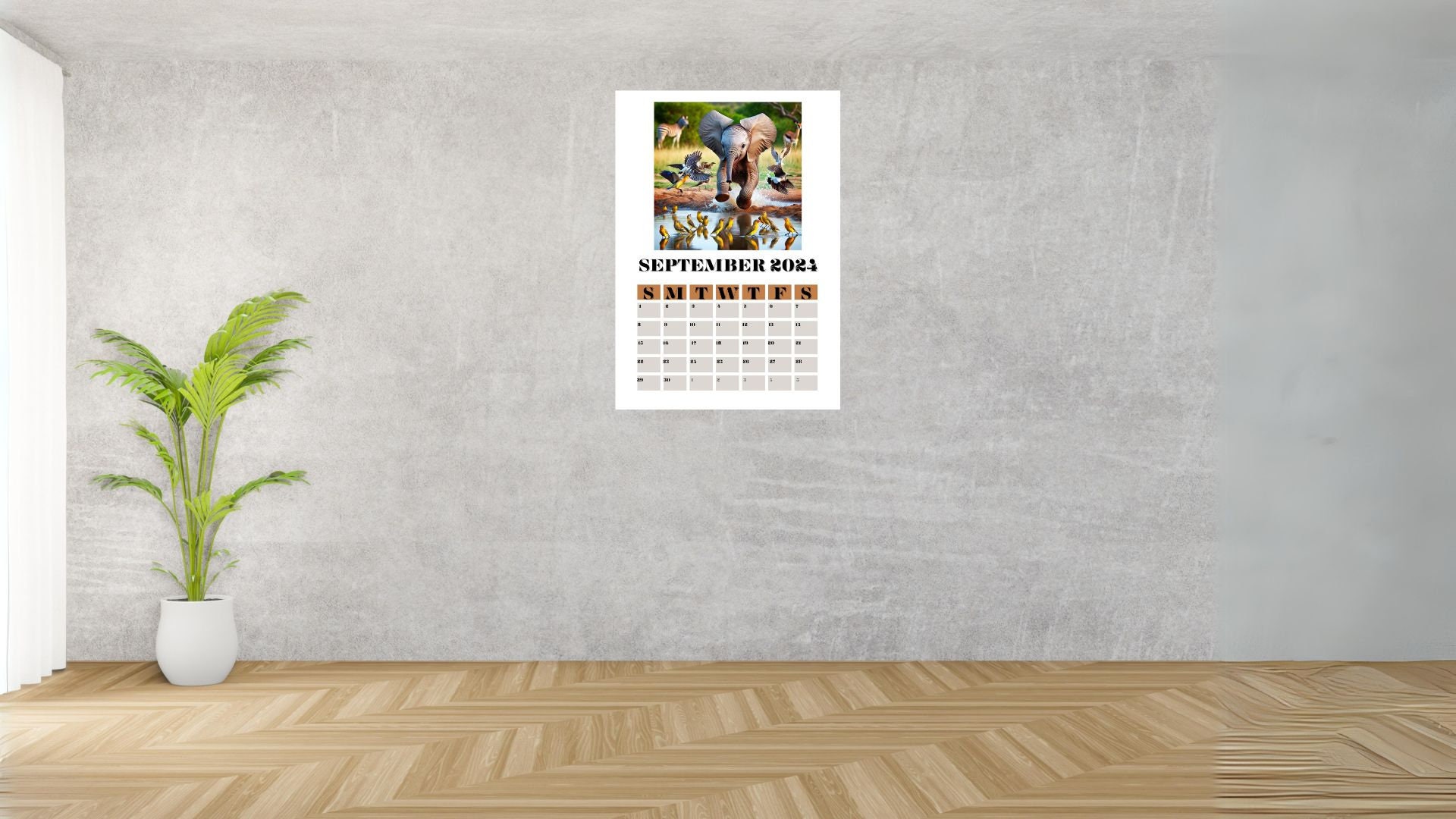 2024 Calendar Elephant Calendar Art Calendar Printable - Etsy