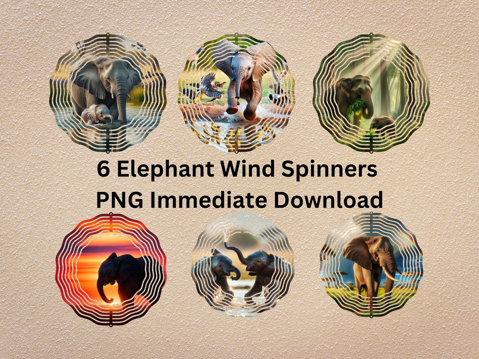 Artful Elephant Windspinners PNG Garden Decor Printable Art Digital ...