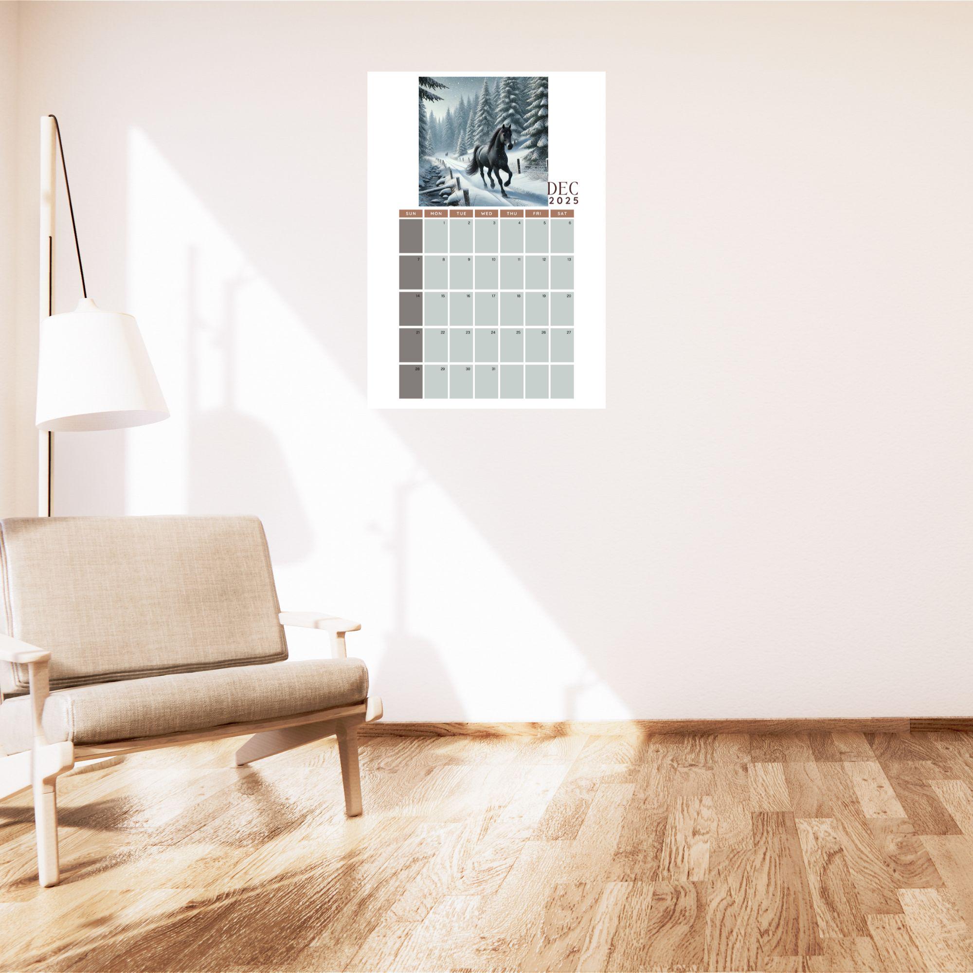 Printable A4 Horses Calendar Wall Calendar 2025 Horselover Gift Planner ...