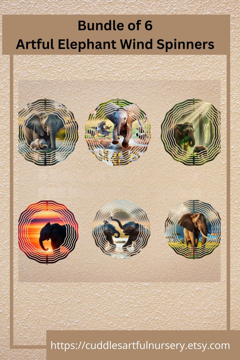 Artful Elephant Windspinners PNG Garden Decor Printable Art Digital ...