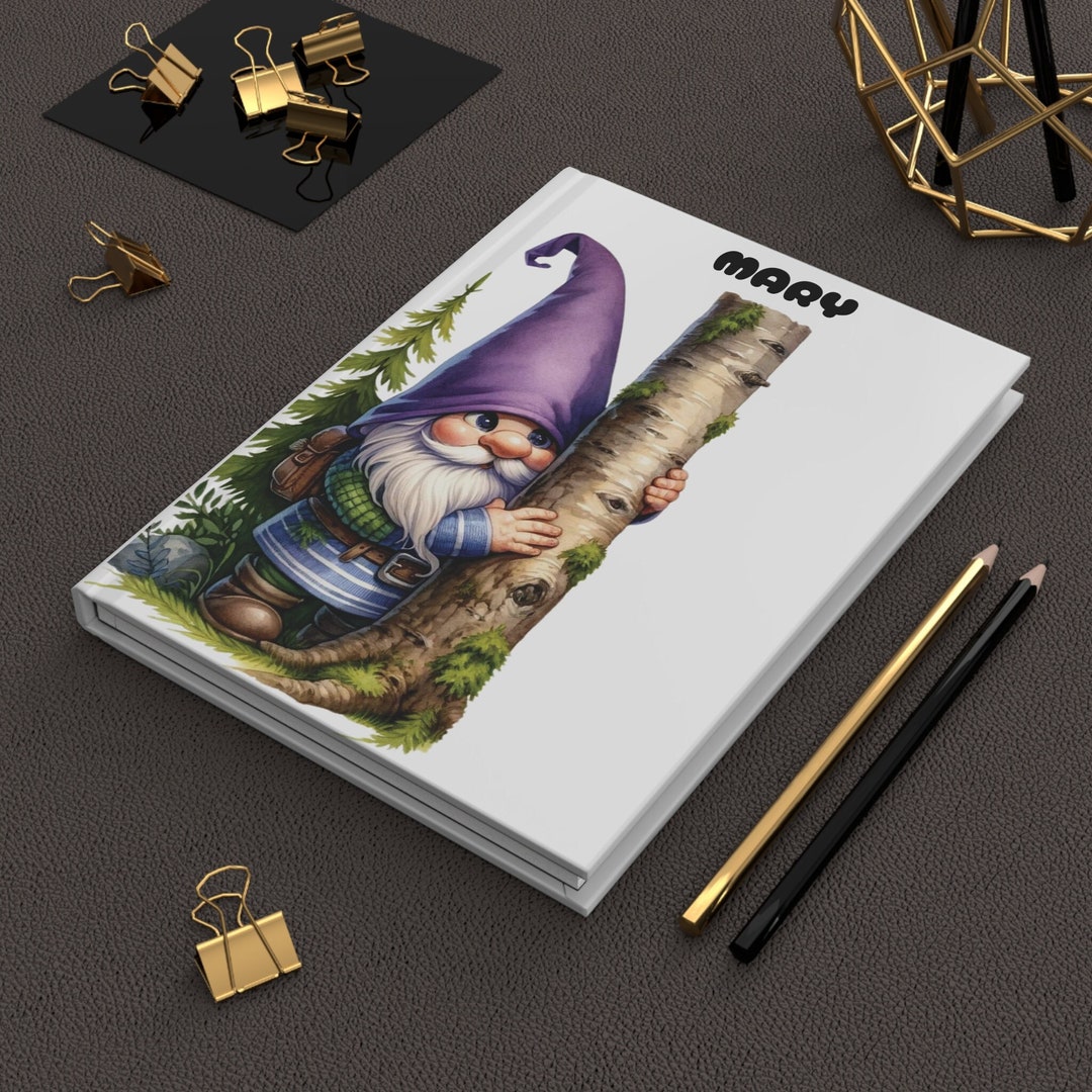 Personalized Hardcover Journal Cute Gnome Journal Aesthetic Notebook ...