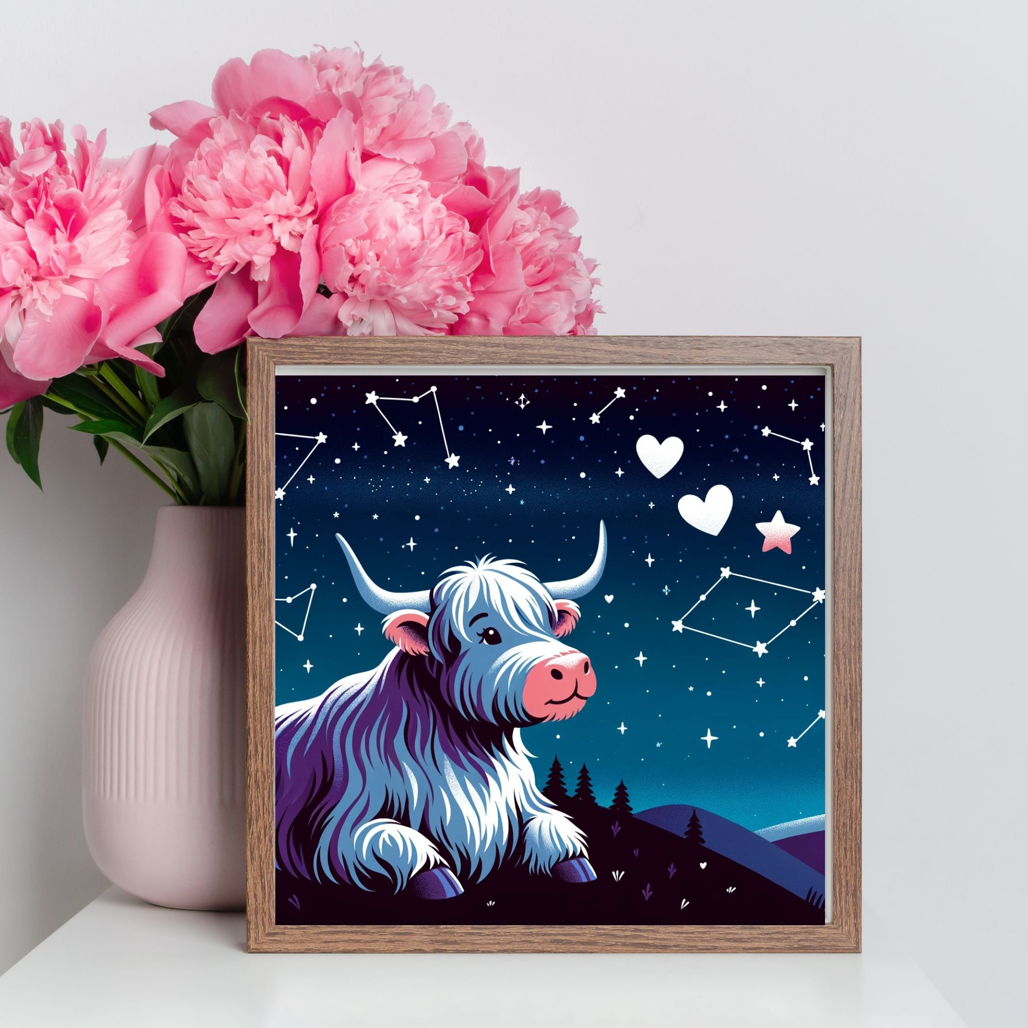Highlandcow Clipart Valentines Day PNG Bundle Artful Highland Cow ...