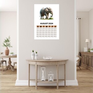 Realistic Watercolor Elephant Calendar 2024 Printable 2024 Calendar ...