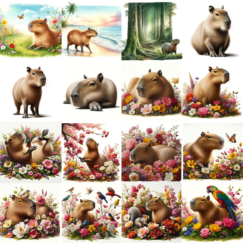 Artful Capybara Clipart Commercial Use Capybara SVG Digital Download ...