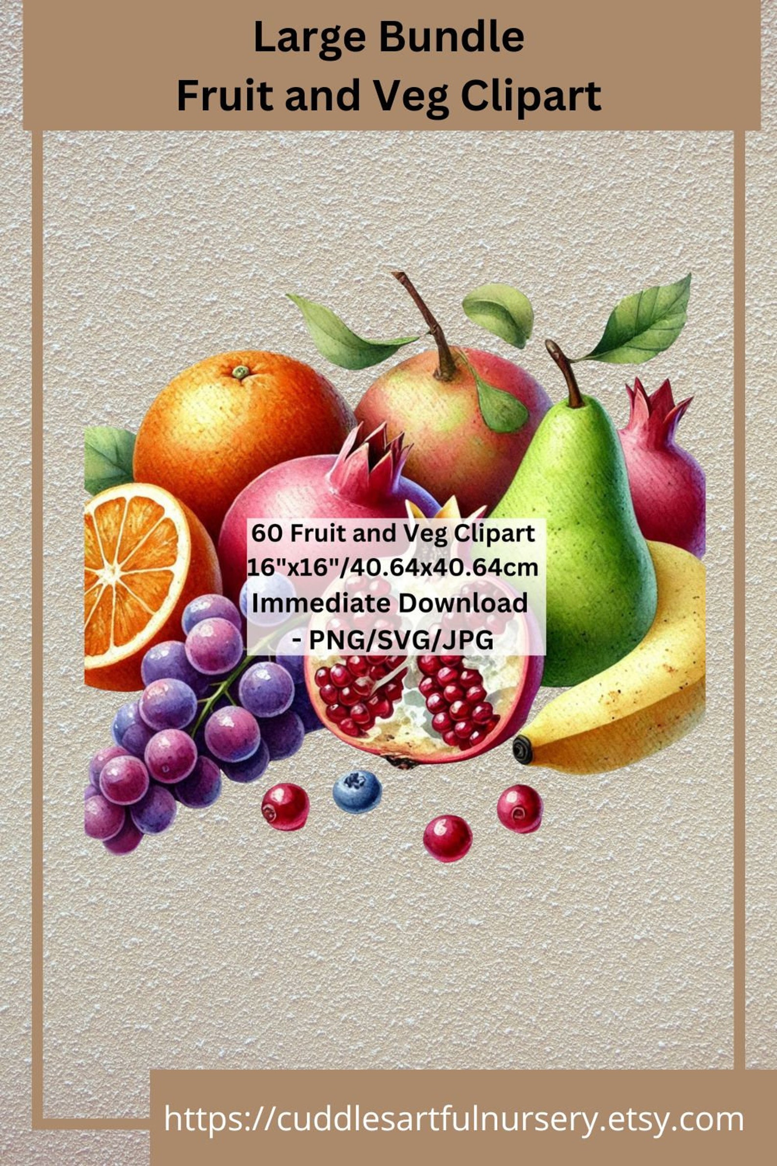 Large Bundle Fruit and Veg Clipart Artful PNG Bundle Print on Demand ...