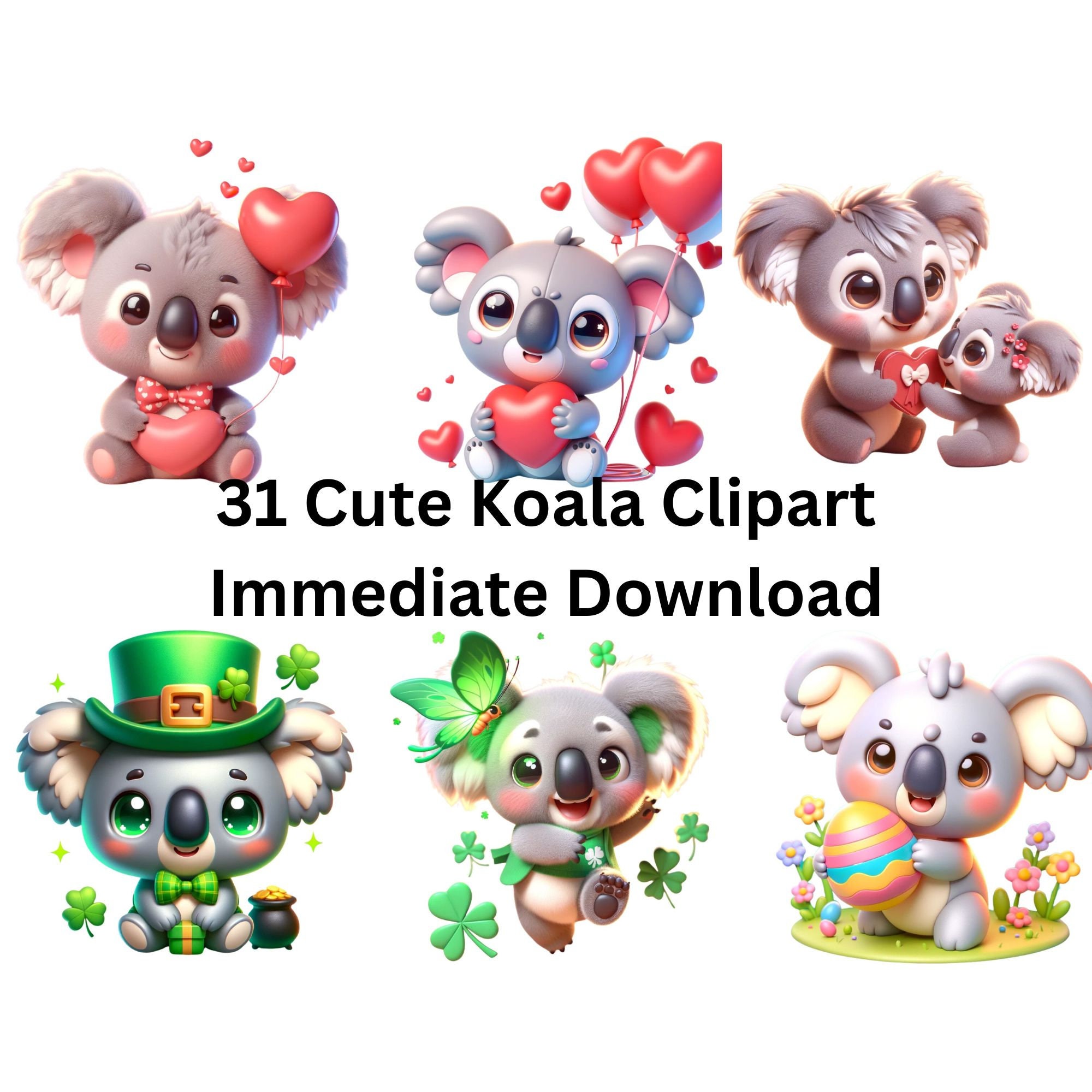 Cute Koala SVG Clipart Bundle Artful SVG Koalabear Artful Clipart ...