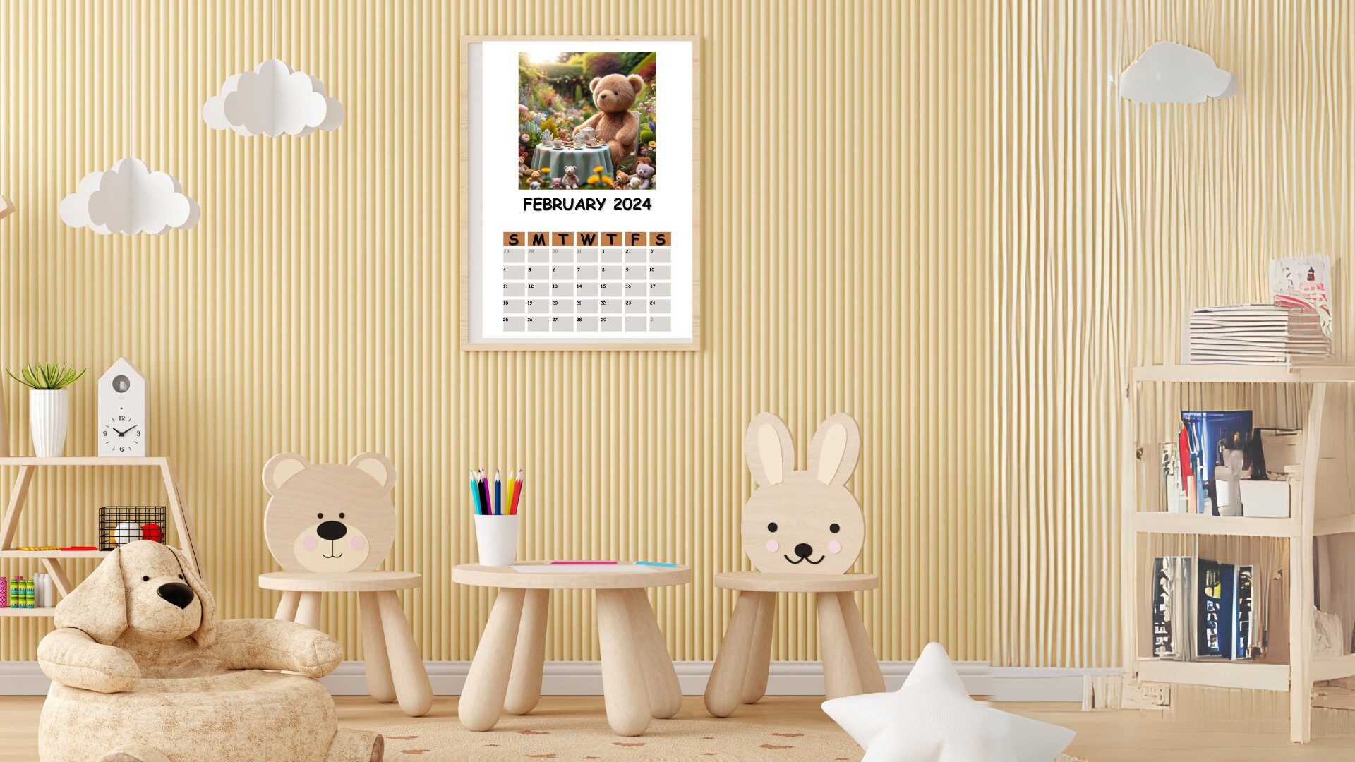 Cute Teddy Bear Calendar for Kids 2024 Artful Nursery Calendar Bear ...