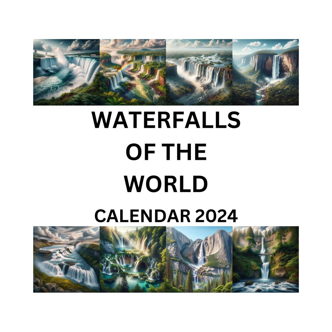 Printable Wall Art Calendar 2024 Artful Waterfall Paintings From Around ...