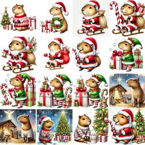 Capybara Christmas Clipart Artful PNG Bundle Commercial Use POD Clip ...