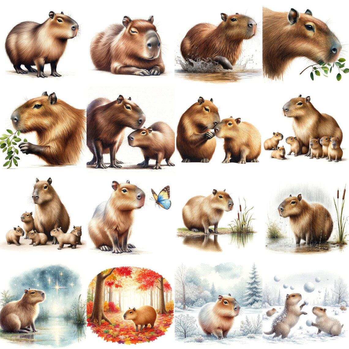 Artful Capybara Clipart Commercial Use Capybara SVG Digital Download ...