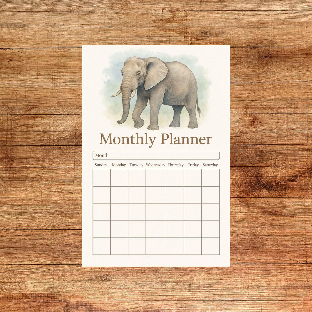 Elephant Lover Printable Planner PDF Digital Download Animal Lover ...