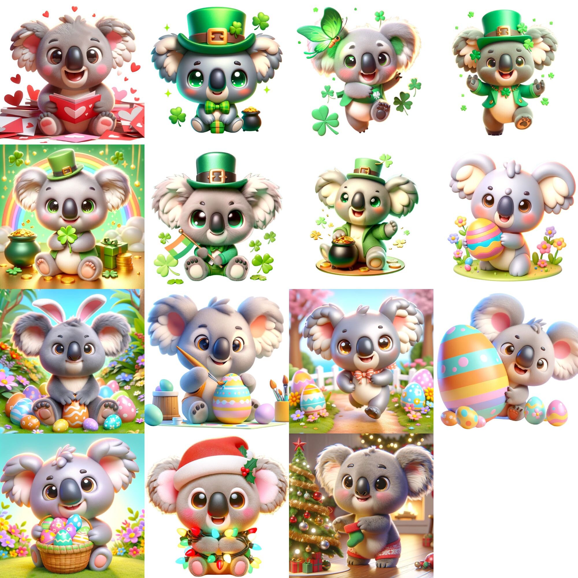 Cute Koala SVG Clipart Bundle Artful SVG Koalabear Artful Clipart ...