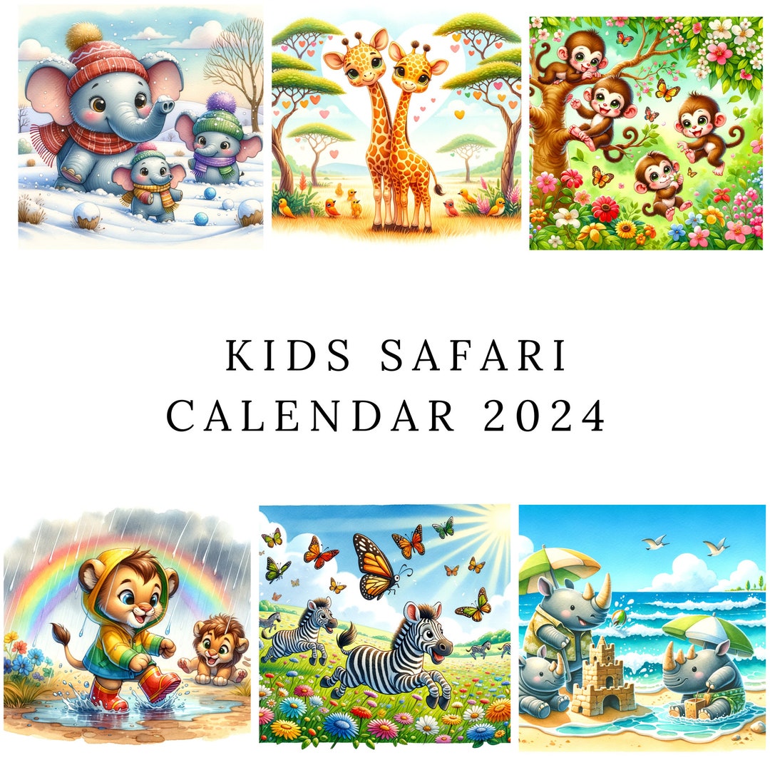 Kids Safari Animal Print Calendar 2024 - Printable Calendar - Safari ...