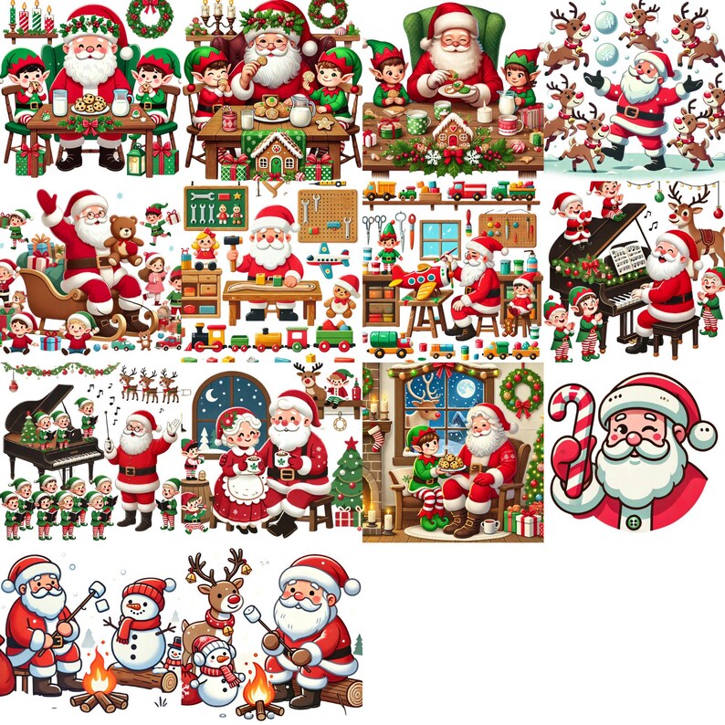 Father Christmas Clipart Bundle for Christmas Gifts Stocking Stuffers ...