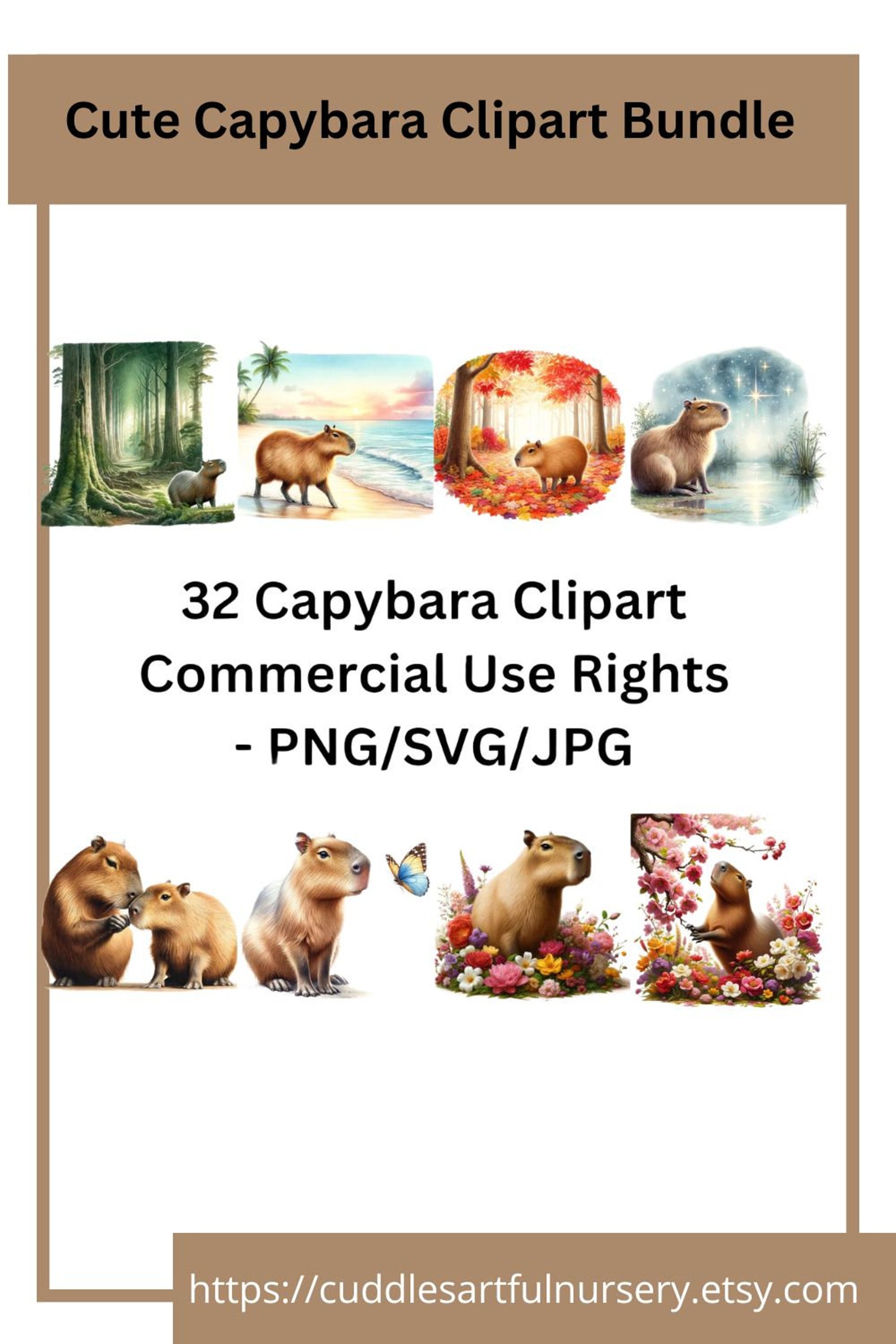 Artful Capybara Clipart Commercial Use Capybara SVG Digital Download ...