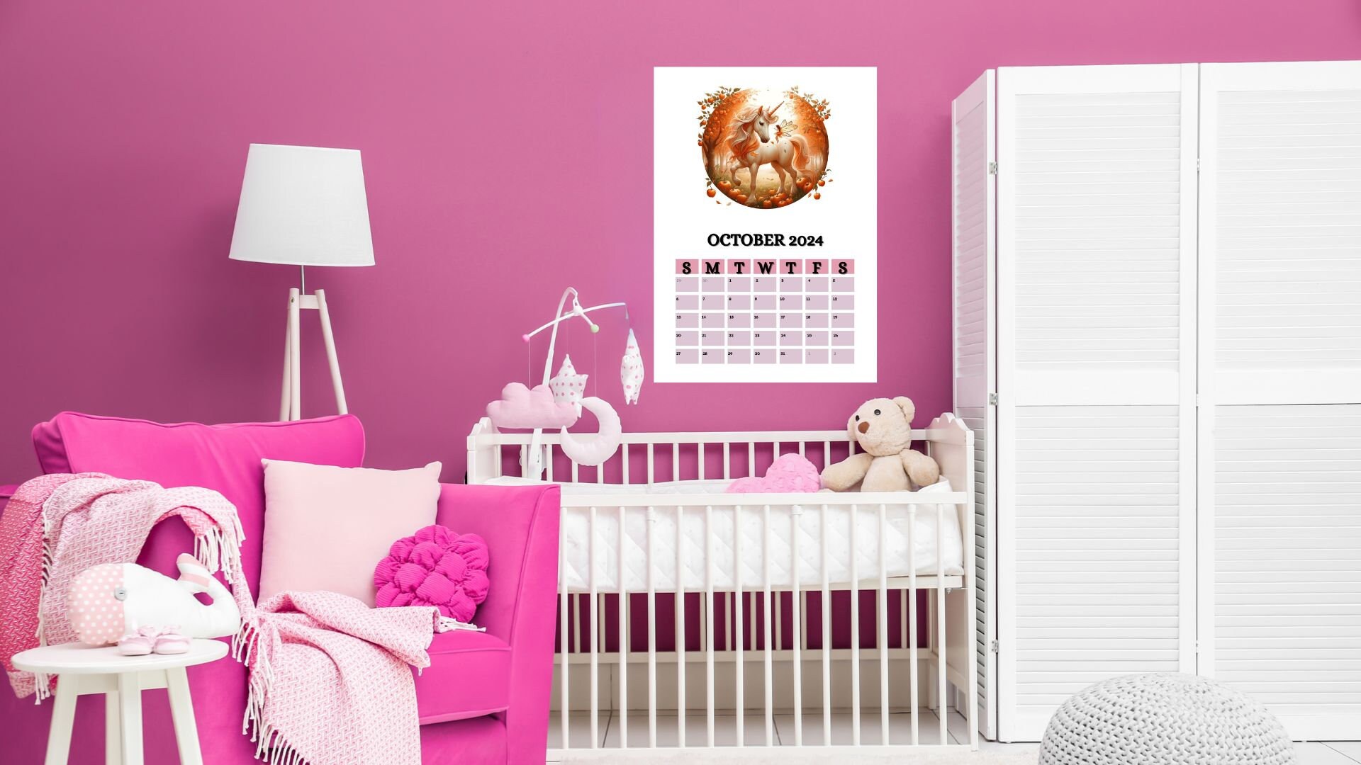 2024 Printable Unicorn Calendar A4 Vertical Format Rainbow - Etsy