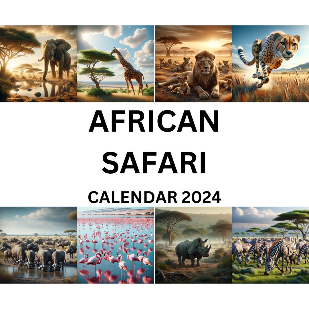 2024 African Safari Themed Printable Calendar Safari Wallart - Etsy Canada