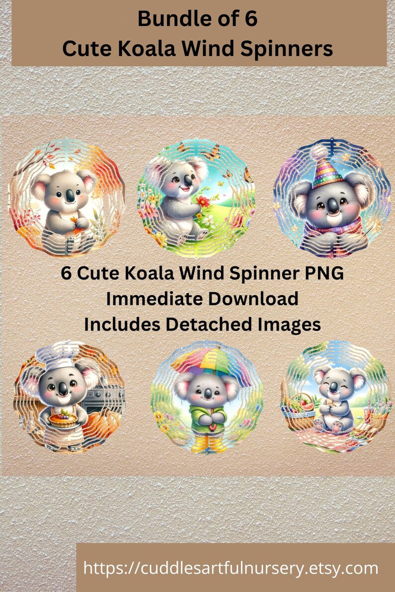 Windspinner PNG Cute Koala Bear Wind Spinner Bundle Artful PNG Koala ...