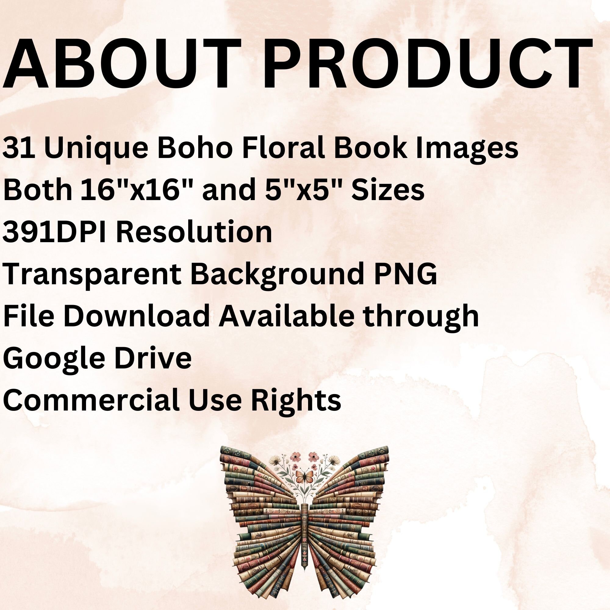 Wallart Bundle Boho Books PNG Artful Clipart Bundle Boho Printable Boho ...