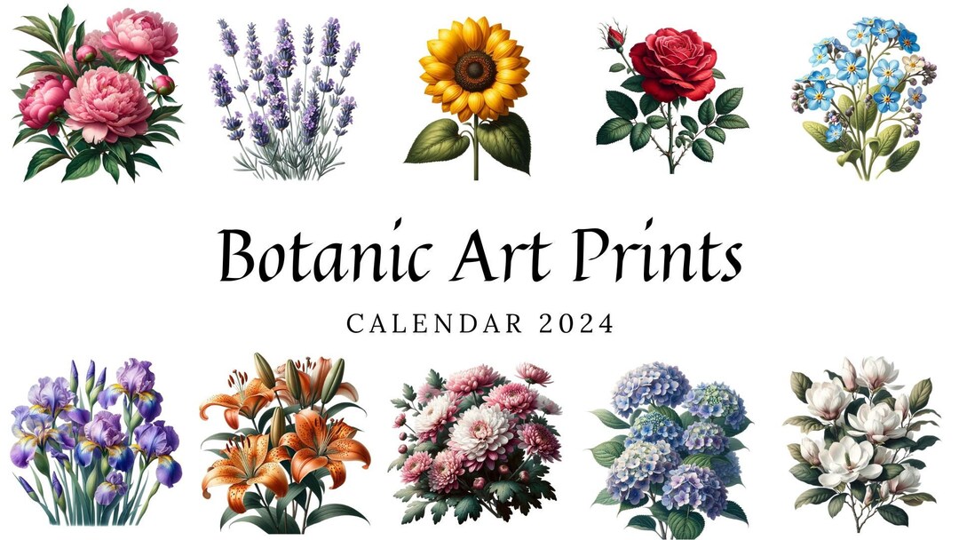 Printable 2024 Calendar Botanical Art Print Botanical Wall Art ...