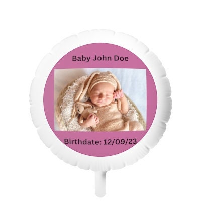 Customizable Baby Birth Announcement Balloon Mylar Helium Balloon ...