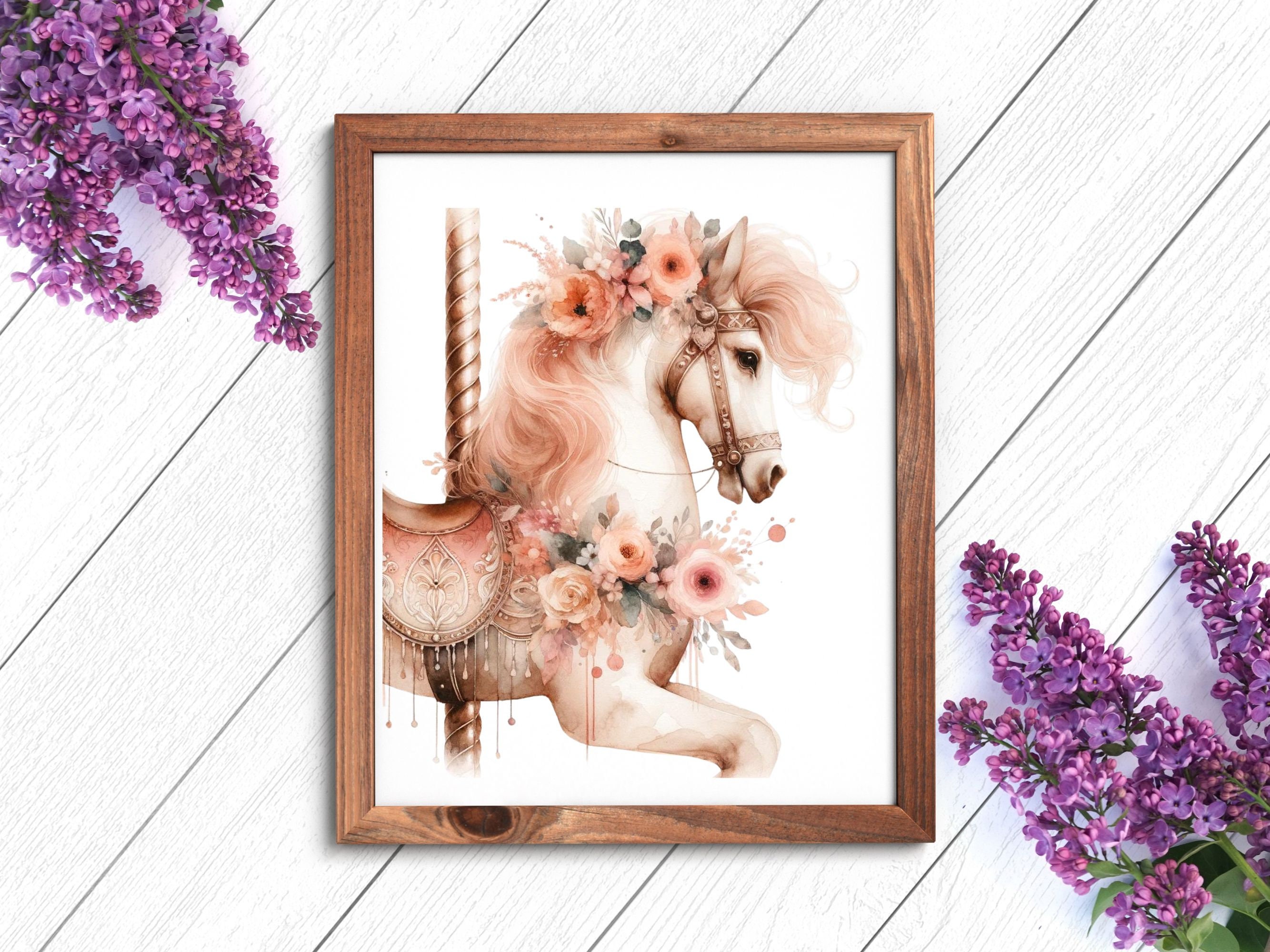Peach Fuzz Pony Carousel Clipart Artful Bundle PNG Horse Carousel ...