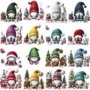 Cute Christmas Gnome Clipart Artful Bundle PNG Nordic Gnome Commercial ...