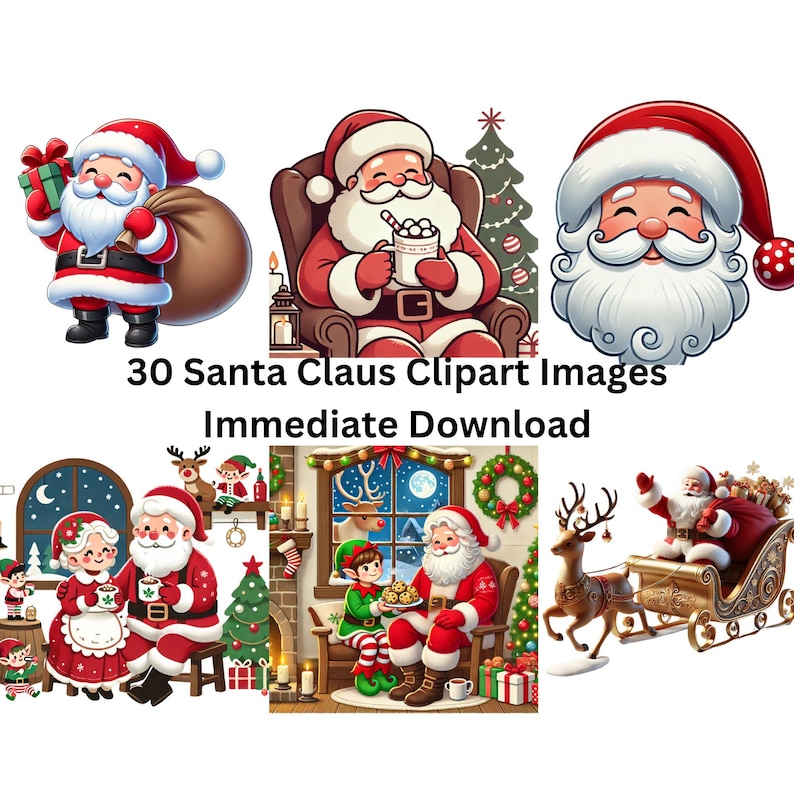 Father Christmas Clipart Bundle for Christmas Gifts Stocking Stuffers ...