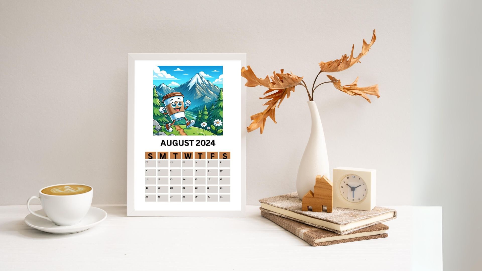 Coffee Lover's Cartoon Calendar 2024 - Printable Calendar for Coffee ...