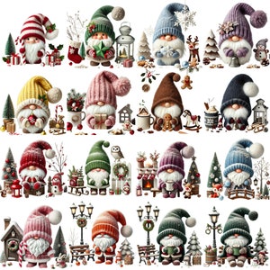 Cute Christmas Gnome Clipart Artful Bundle PNG Nordic Gnome Commercial ...