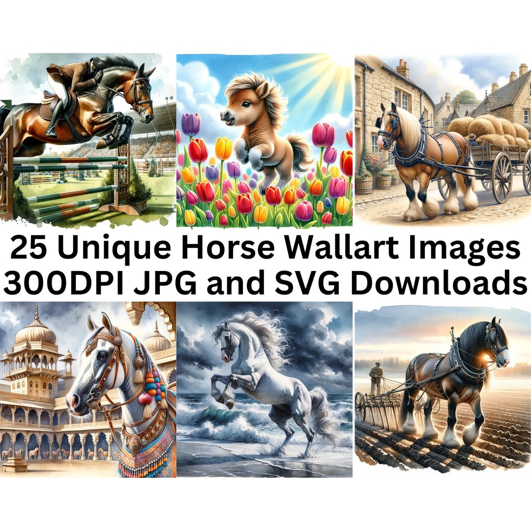 Watercolor Horse Wallart Artful Bundle DIY Wallart Printable Artful ...