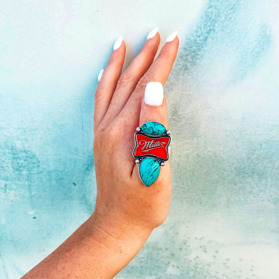 Turquoise Western Beer Ring - Etsy